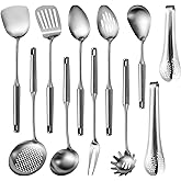 Amazon.com: 304 Stainlss Steel Kitchen Utensils Set, 12 Pcs Long Metal Cooking Utensil Gadgets ...