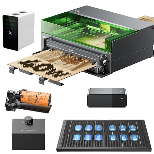 xTool S1 40W Rotary Bundle- with Automatic Conveyor Feeder, SafetyPro ...