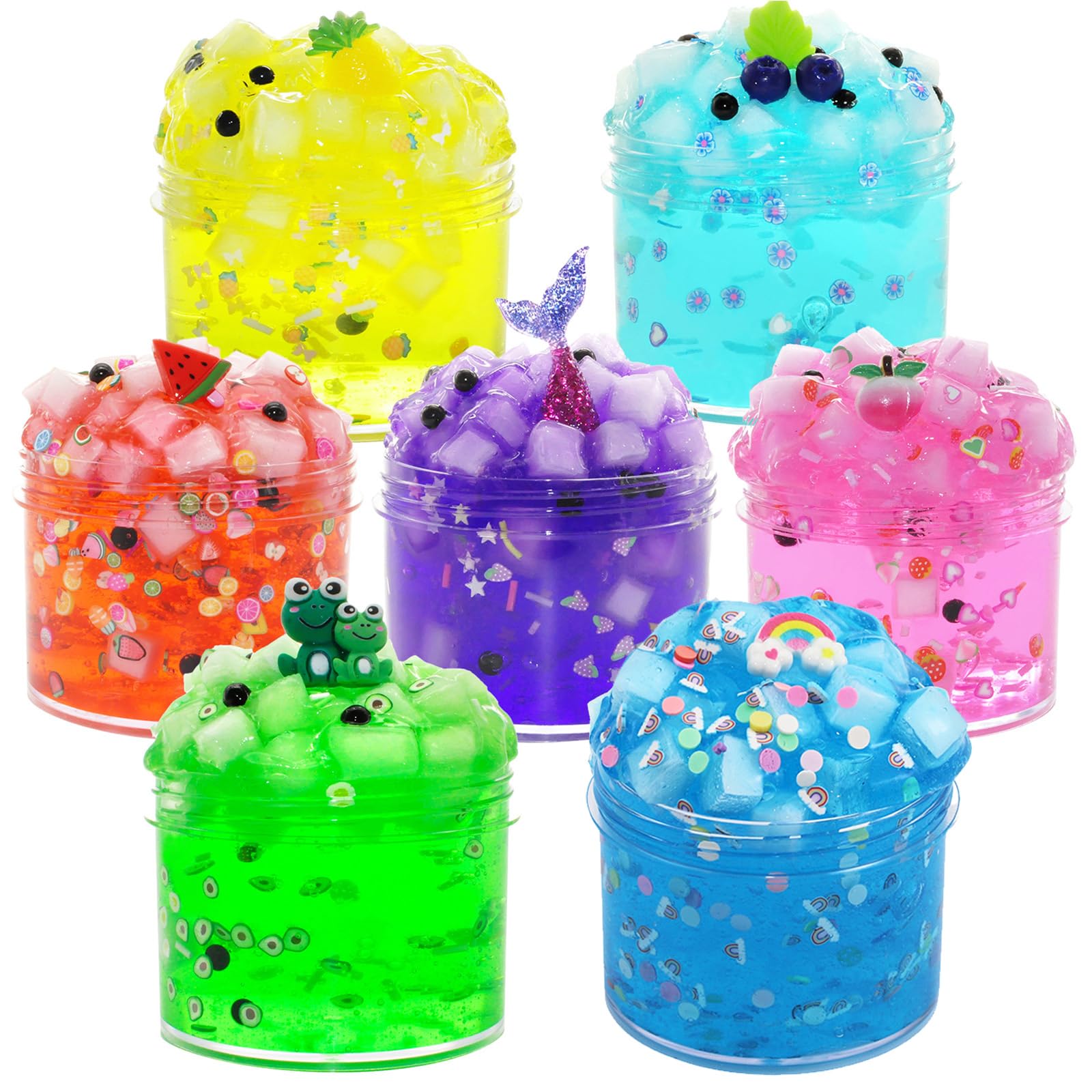 Mua 7Pack Jelly Cube Clear Slime Crunchy Slime Scented Slime Kit,Super ...