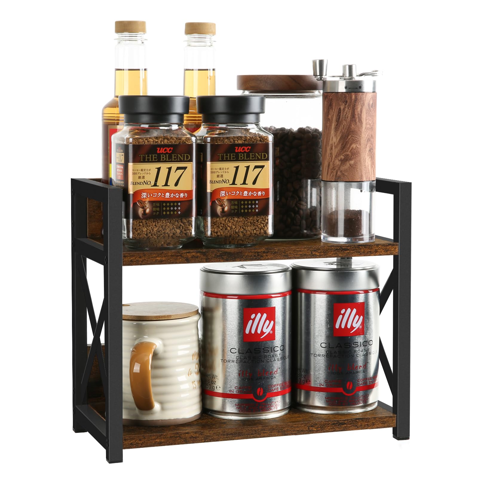 YINMIT Coffee Bar Accessories Organizer, Spice Rack Organizer, Wooden ...