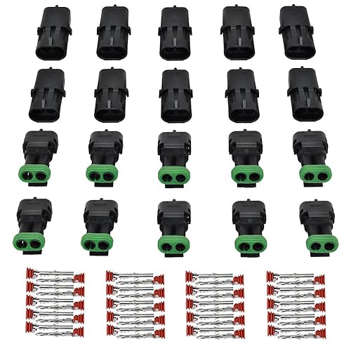 MUYI 10 Kit 2 Pin Waterproof Connector for 20-14 AWG Wire Harness 2.5mm ...