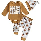 Amazon.com: My First Thanksgiving Baby Boy Outfit, Newborn Baby Boy Letter Print Long Sleeve ...