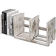Amazon.com: MyGift Rustic Expandable Whitewashed Wood Desktop Bookshelf ...