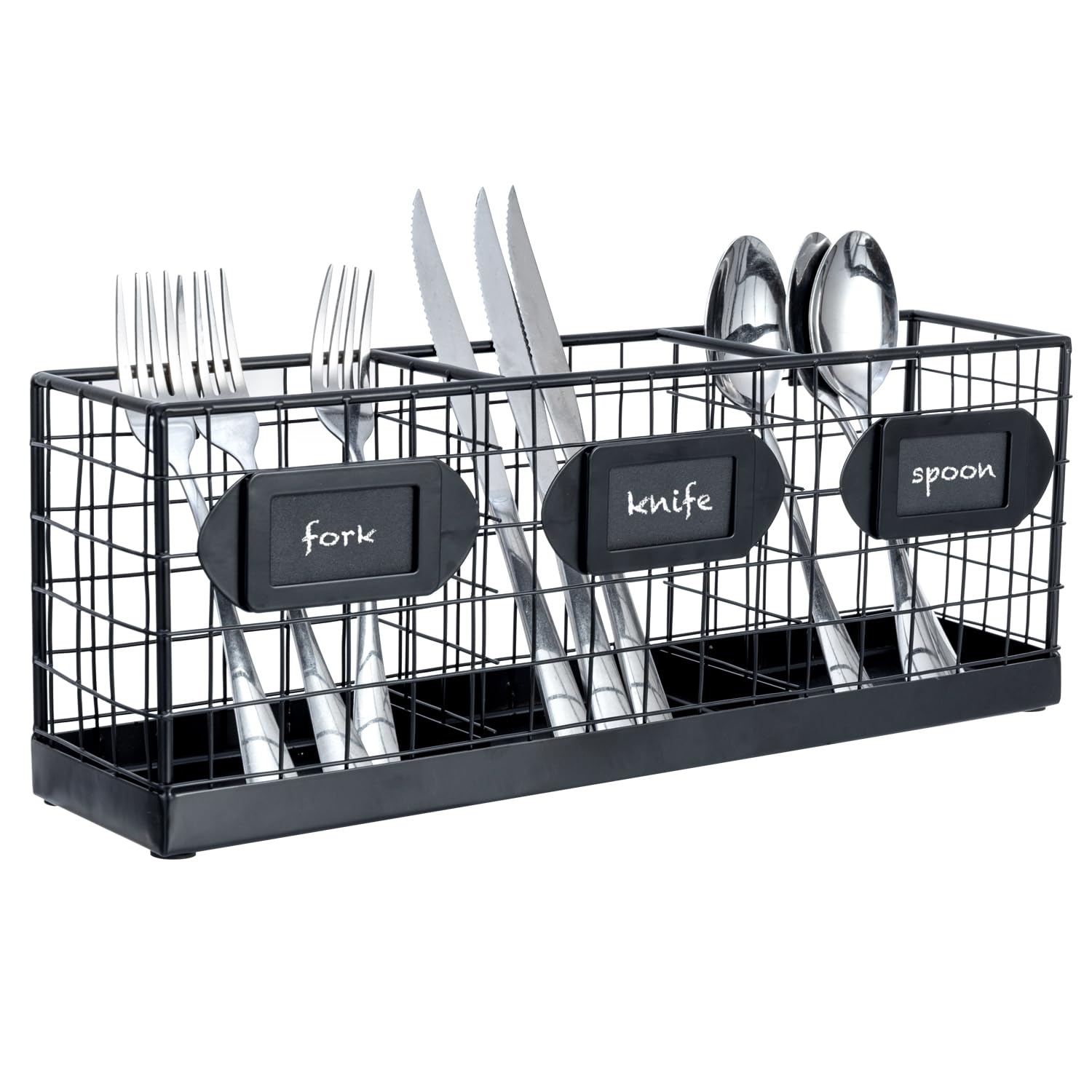 MyGift Wall Mountable Black Metal Utensil Holder Organizer, 15.7 ...