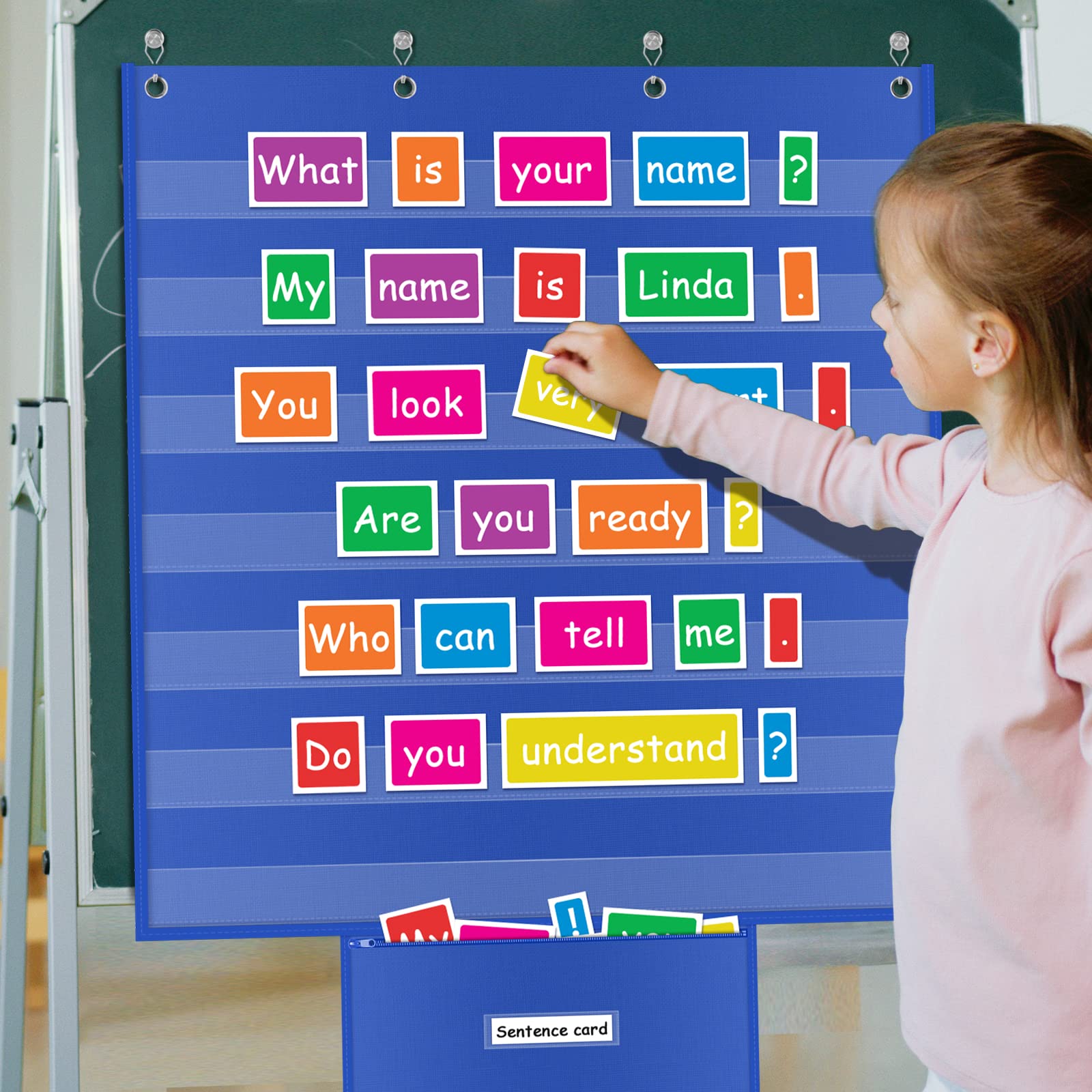 Mua Standard Pocket Chart for Classroom with Zipper Storage Bag 28"x28 ...