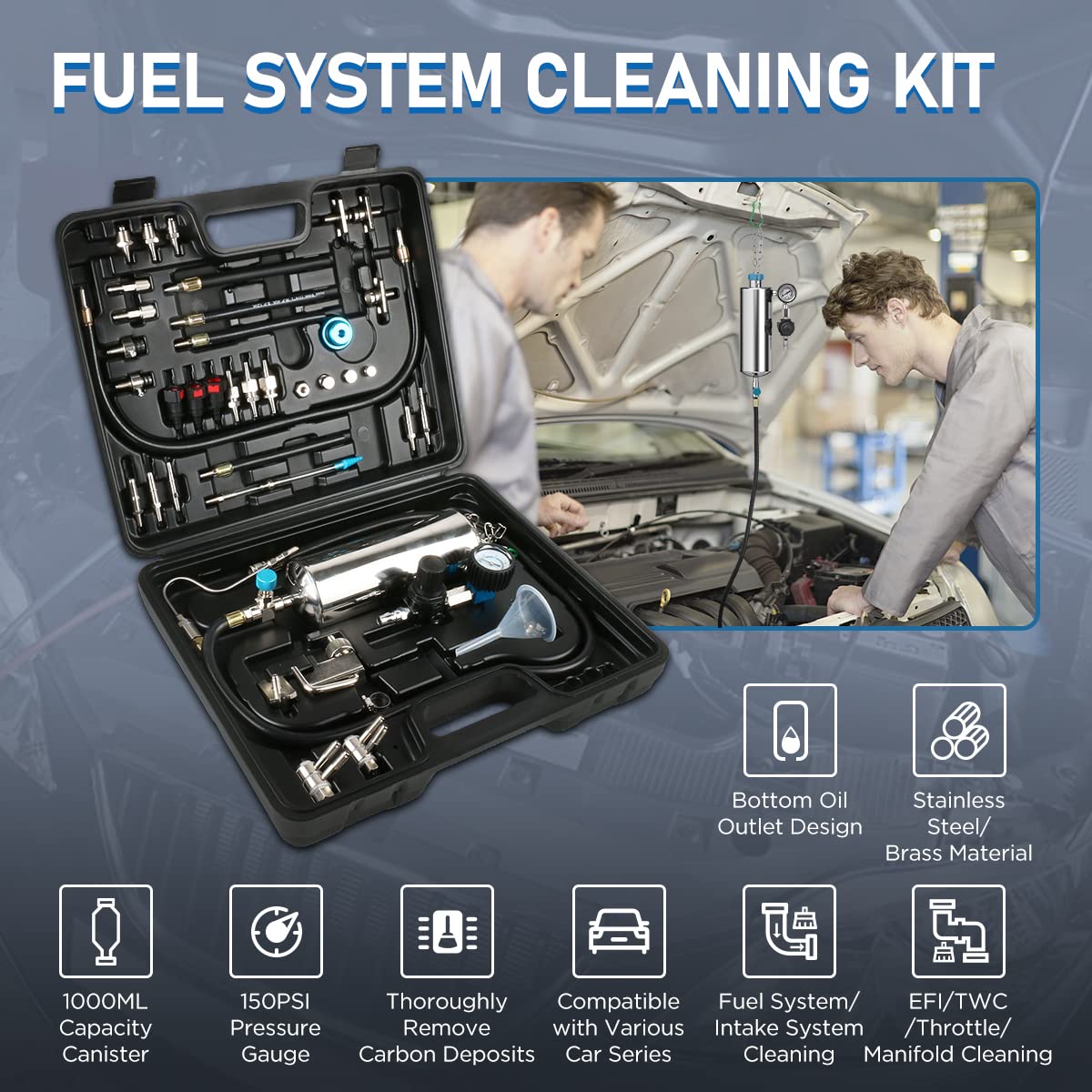 Mua Fuel Injector Cleaner Kit Fuel System Cleaning Kit with 40 Adapters ...