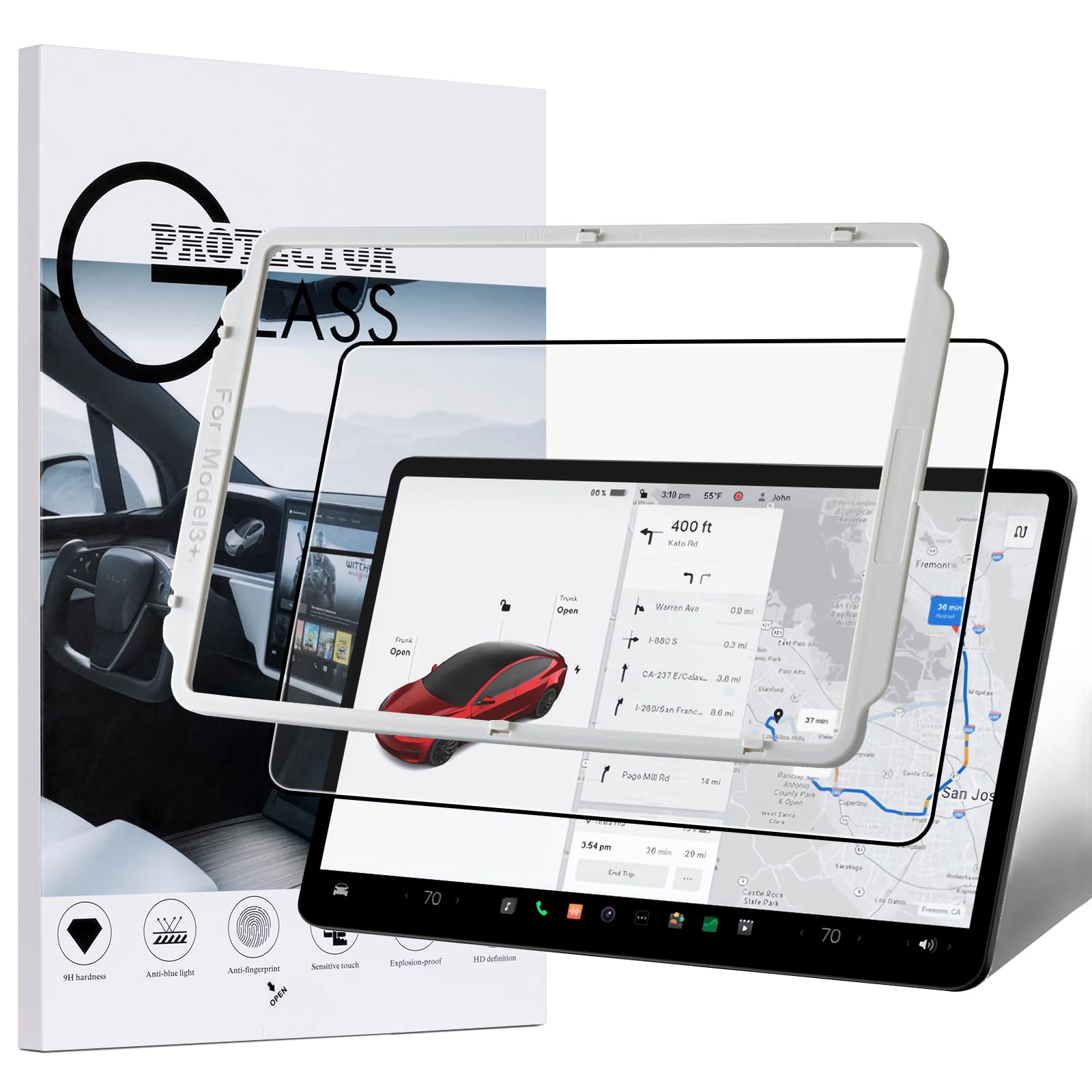 CoBak Tempered Glass Screen Protector Designed for Tesla Model 3 ...