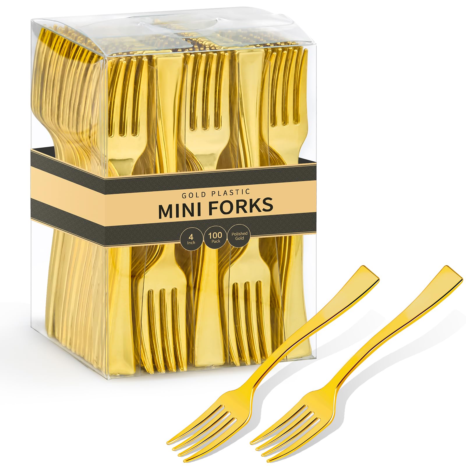 Qeirudu 4 Inch Gold Plastic Mini Forks, 100 Pack Disposable Appetizer ...