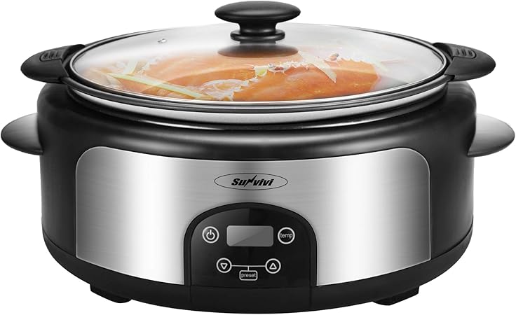 6-Quart Crock Pot & Digital Programmable Slow Cooker with Locking Lid ...