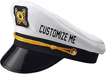 Custom Text Captain Hat Name Gift for Skipper Sailor Boating Adjustable ...