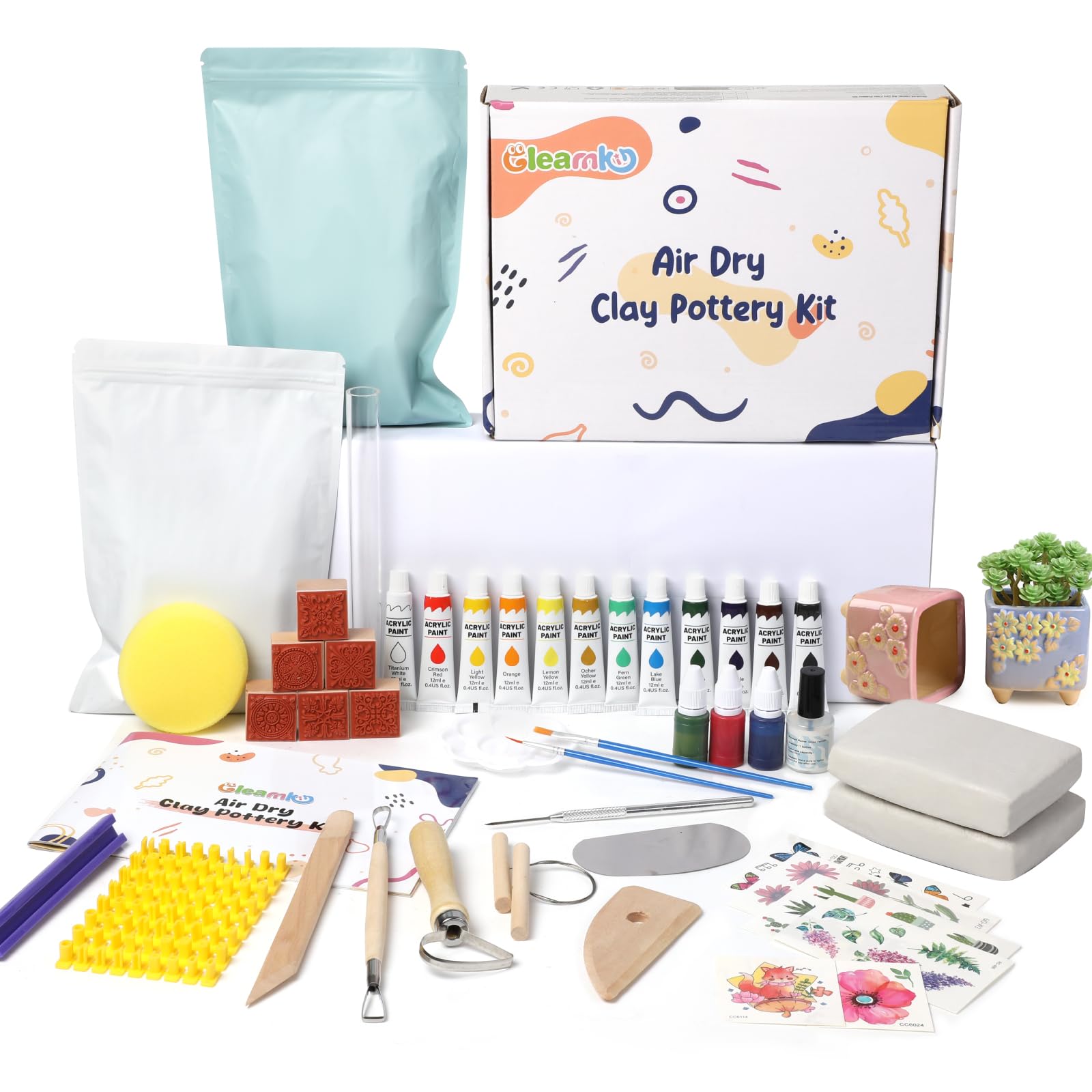 Air Dry Clay for Adults - Pottery kit for Beginne,Air Dry Clay kit w ...