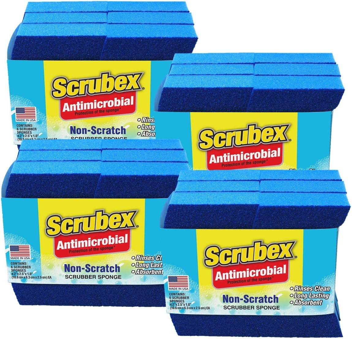 Amazon.com: Scrubex Antimicrobial Non-Scratch Scrubber Sponge, 24 Count ...