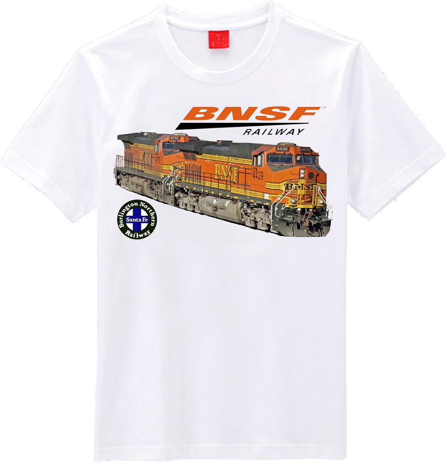 BNSF Dash 9s" Train T-Shirt (Large) White, Blue at Amazon Men’s ...