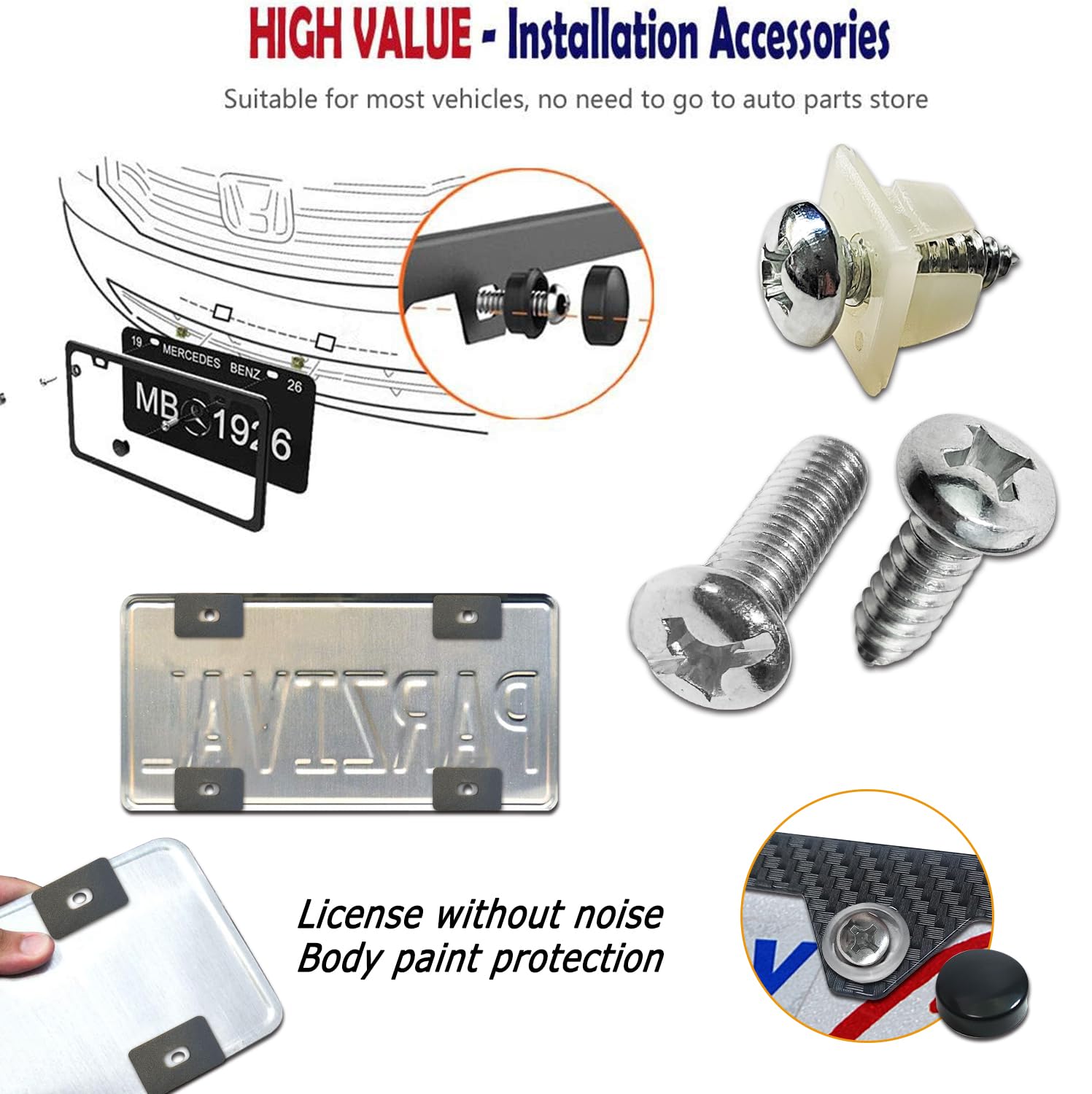 BGGTMO License Plate Frame Carbon Fiber- Black Aluminum Car Tag Frame ...