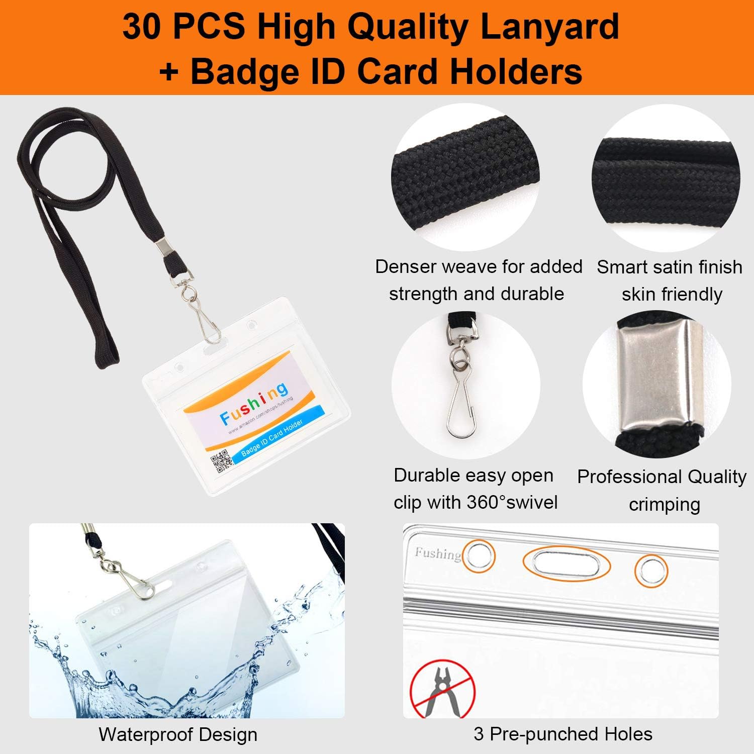 Fushing Clear Plastic Horizontal Name Tags Badge ID Card Holders and ...