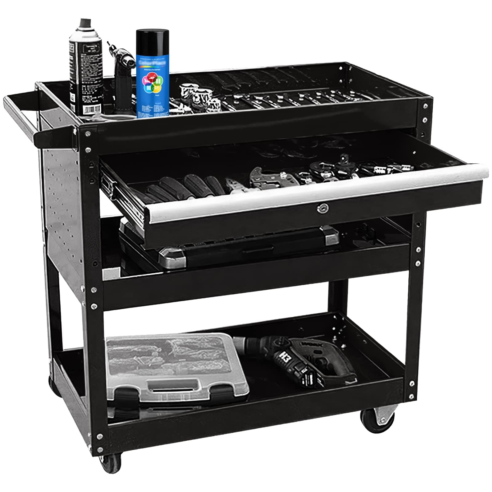 Mua Tooremine 3 Tier Rolling Tool Cart, 330 lb Capacity Utility Cart ...