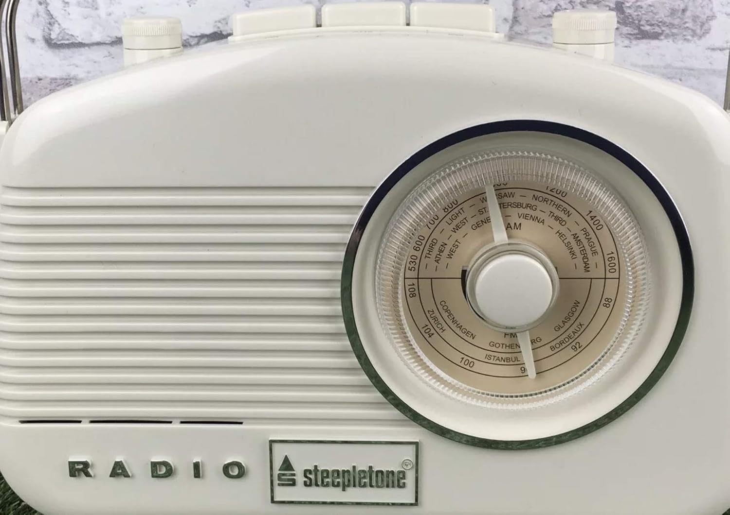 Steepletone Bluetooth Brighton Cream/Beige Retro 1950's Style 3 Band ...