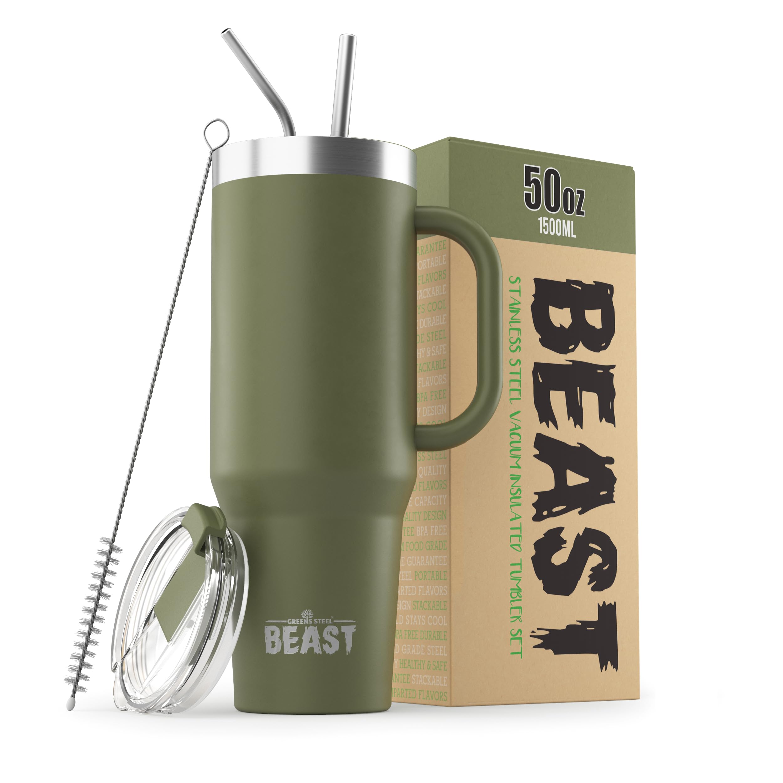 Beast 50 oz Tumbler Stainless Steel Vacuum Insulated Coffee Ice Cup ...