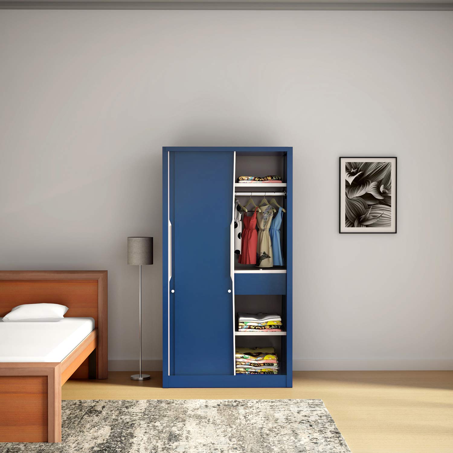 GODREJ INTERIO Wardrobe (Matte Finish, Textured Phiroja Blue): Amazon ...