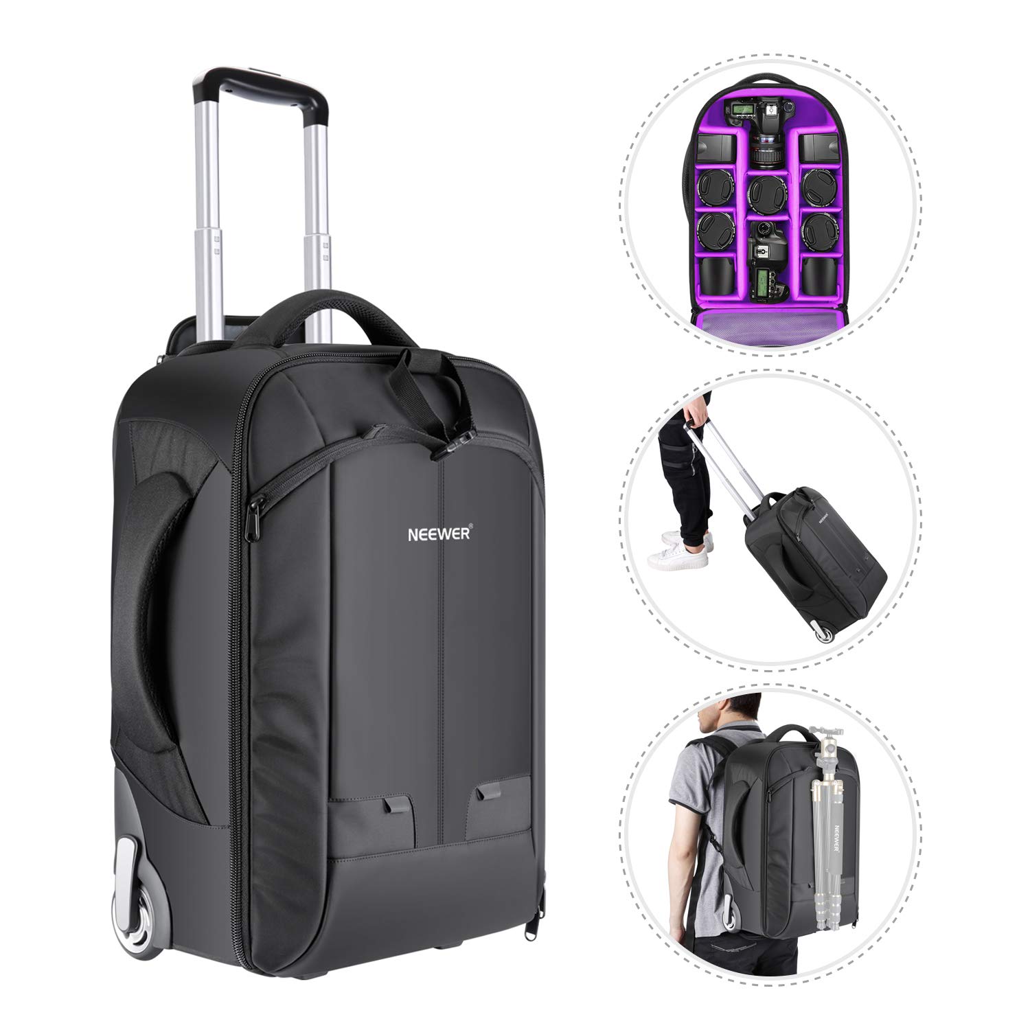 Neewer 2-in-1 Wandel Rollkoffer Rucksack Trolli mit: Amazon.de: Kamera