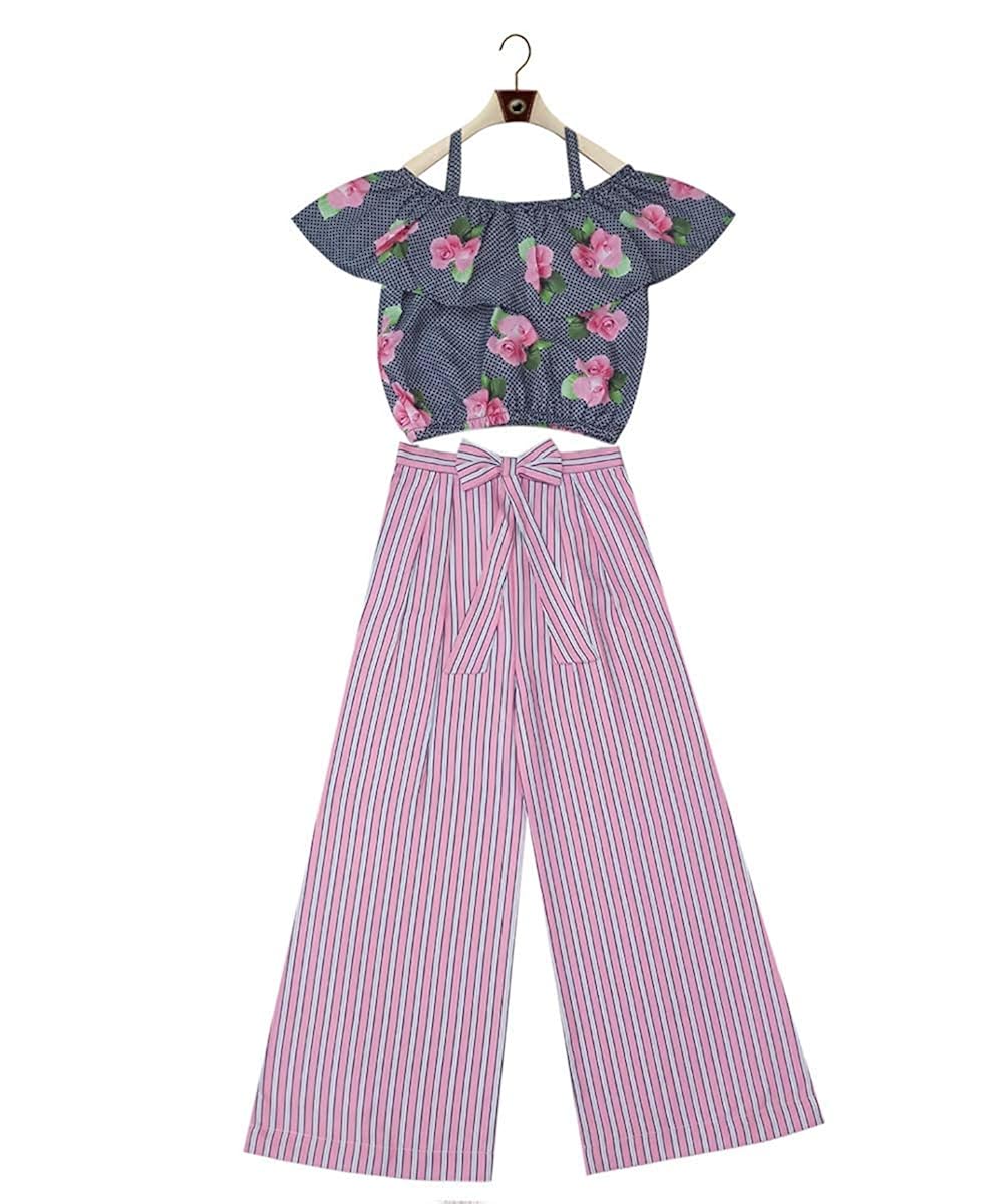 JULLY Girls Designer Fusion WEAR Floral Print Crop TOP and Plazo Set ...