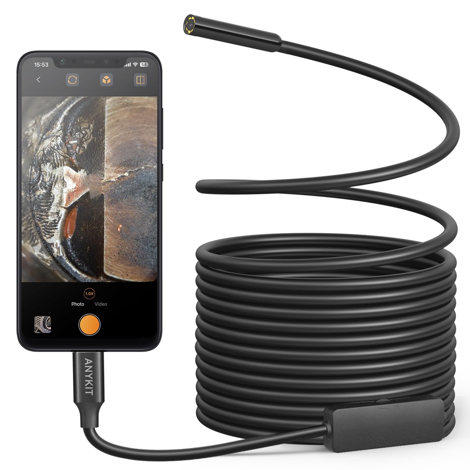 Anykit Type-C Endoscope Camera with Light, 1080P HD Borescope with 8 ...