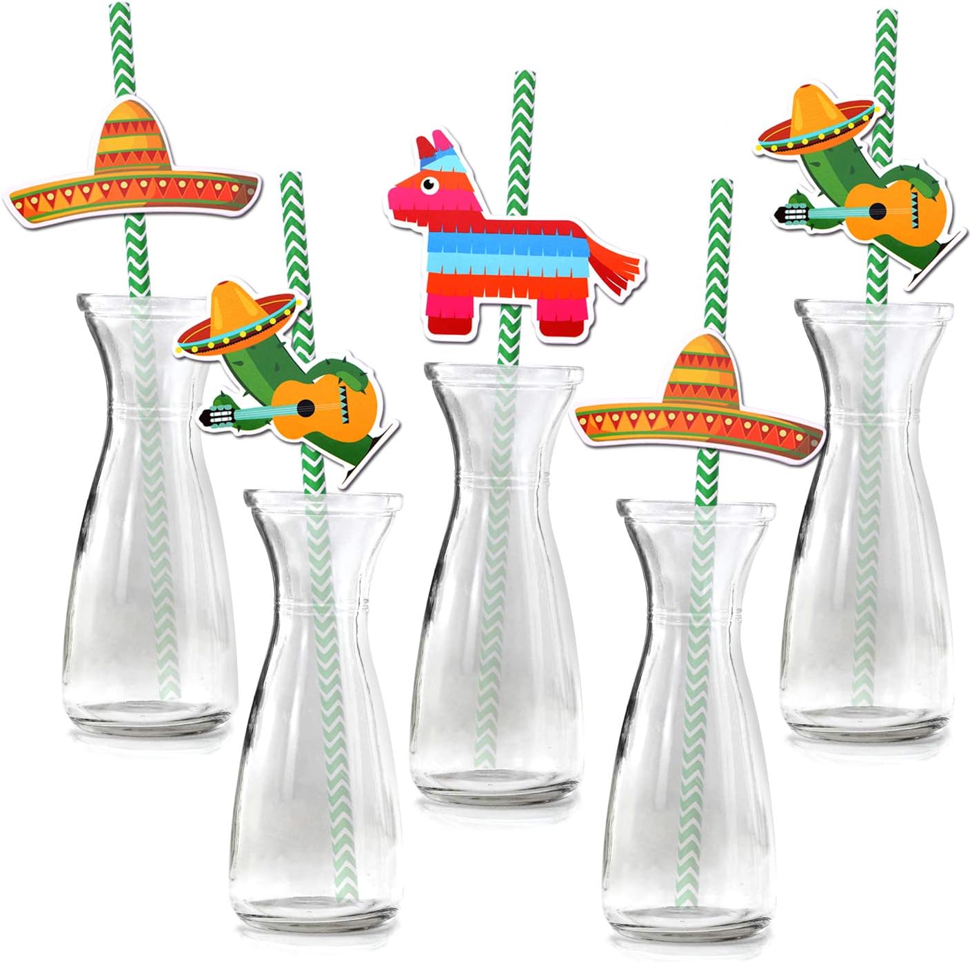 Mexican Party Paper Straw (36Pack), Howaf Mexican Fiesta Biodegradable ...