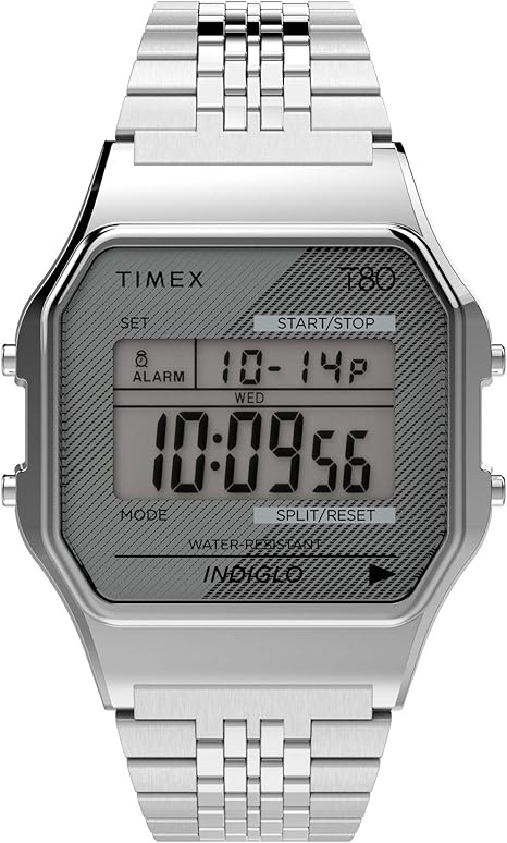 Amazon.com: Timex T80 34mm Watch – Silver-Tone with Stainless Steel ...