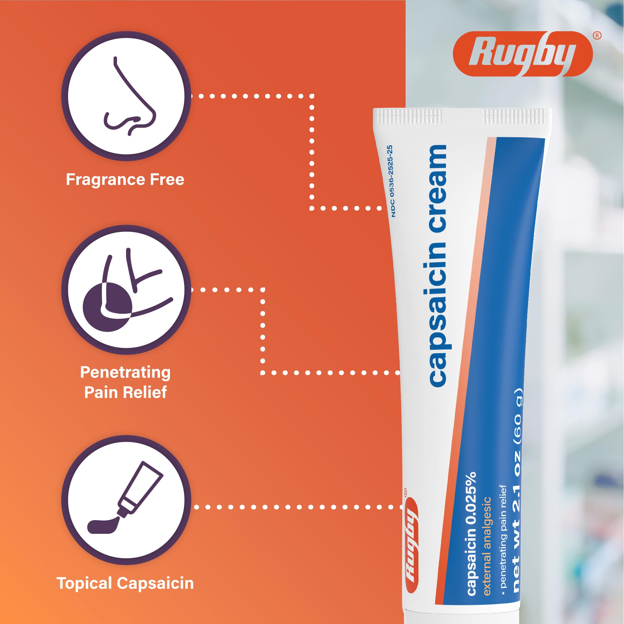 Mua Rugby Capsaicin 0.025% Cream for Penetrating Pain Relief - 2.1 Oz ...