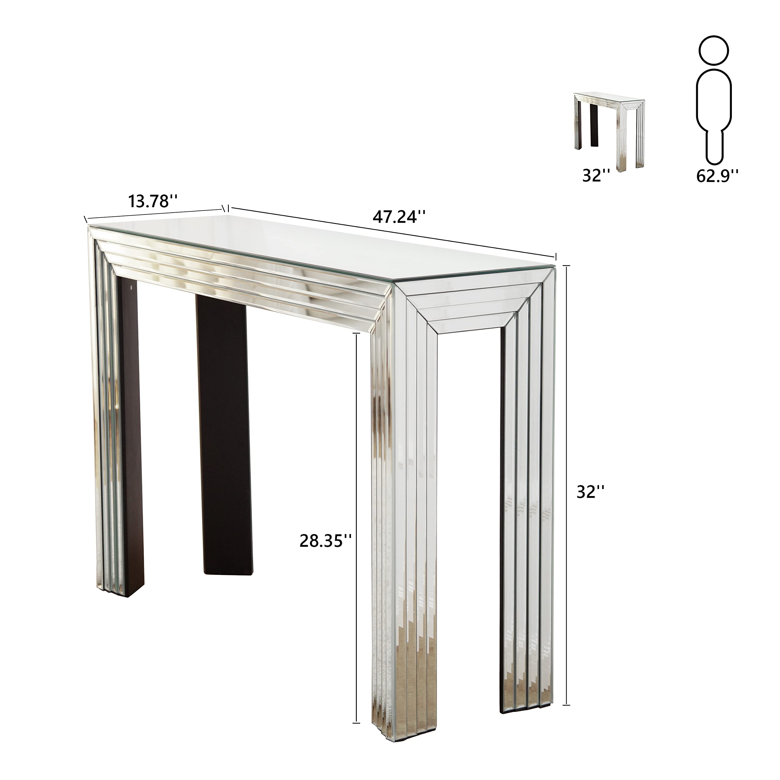 Mua blingworld 47'' Mirrored Console Table Silver Entryway Table with ...