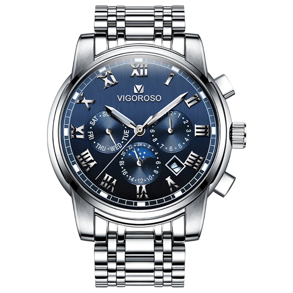 Mua VIGOROSO Men's Wrist Watch, Waterproof Luxury Stainless Steel ...
