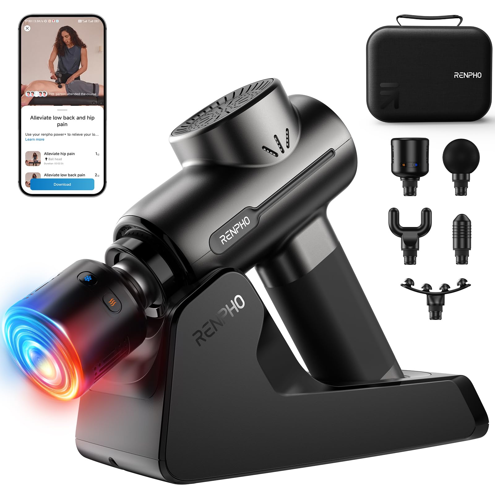 RENPHO Massage Gun with Heat and Cold, FSA HSA Eligible Portable ...