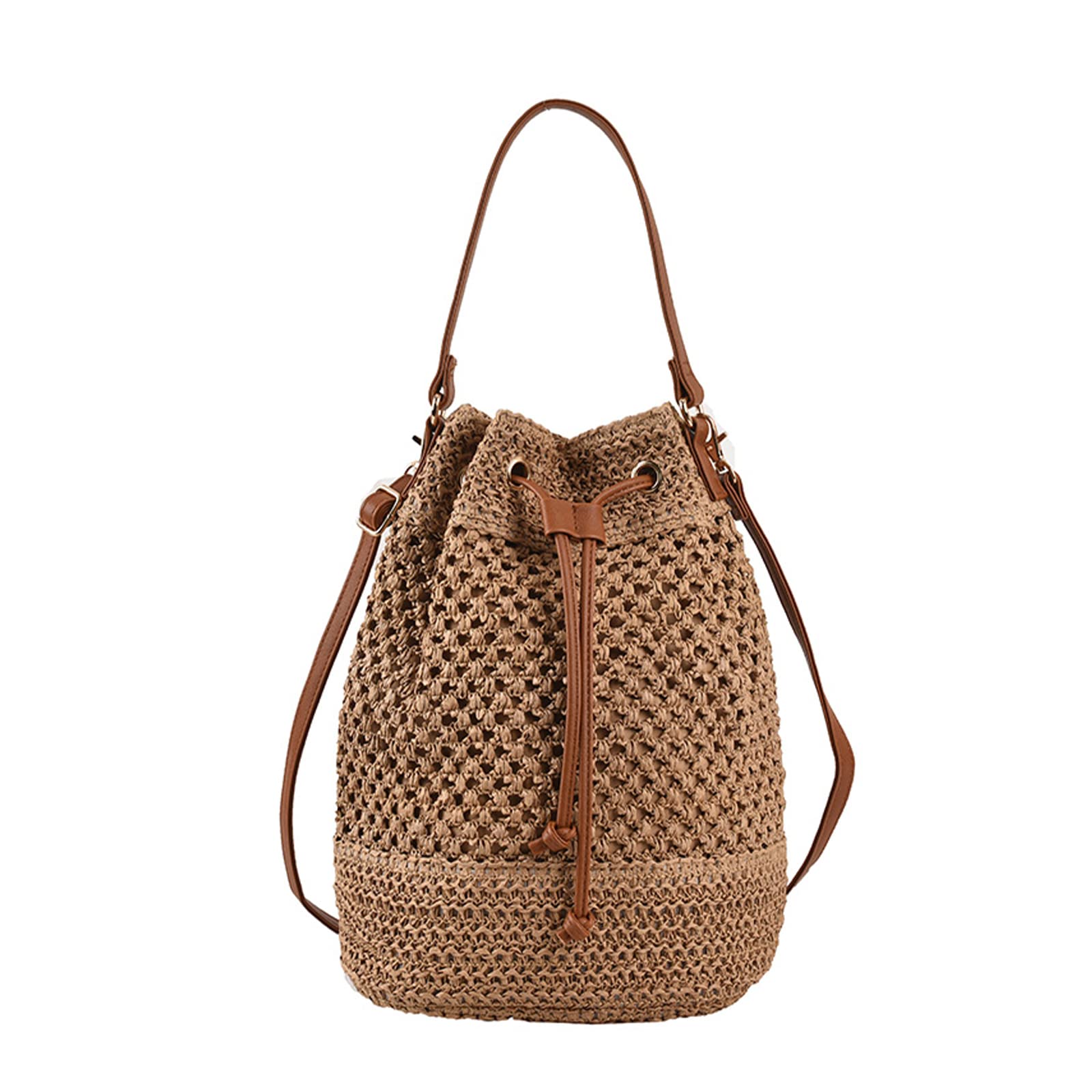 OWGSEE Straw Bucket Bag Summer Woven Crossbody Bags for Women Hobo ...