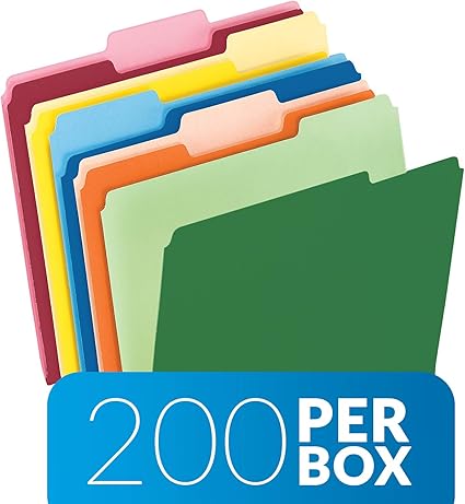 Amazon.com : Two-Tone Color File Folders, Letter Size, Assorted Colors ...