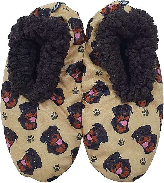 Comfies Womens Rottweiler Dog Slippers - Sherpa Lined Animal Print ...