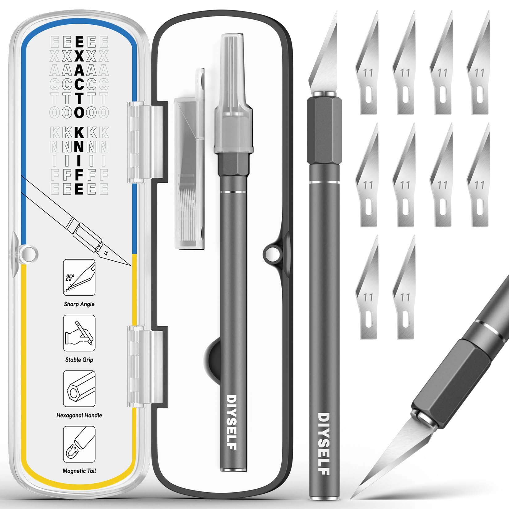 DIYSELF Exacto Knife, 12 Pcs Exacto Knife Set with Case, Craft Knife ...