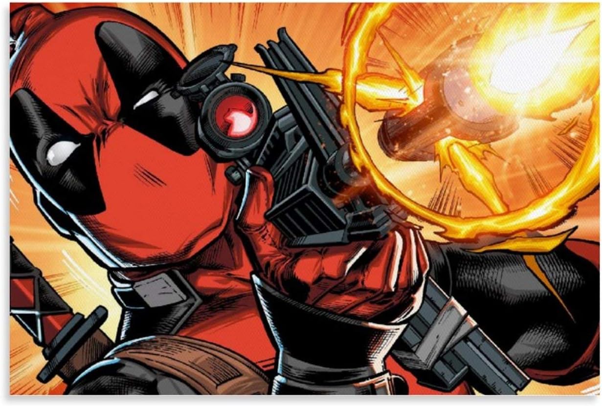 sashimii Deadpool Shooting Gun Comics Prints Posters Wall Art Poster ...