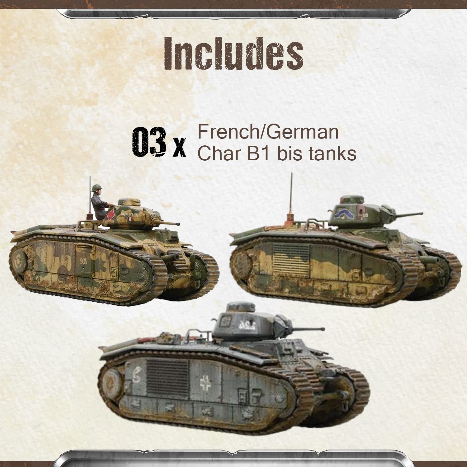 Mua Wargames Delivered - Bolt Action Char B1 Bis Platoon, 28mm Miniatures, 3 Model Tank 1/56 ...