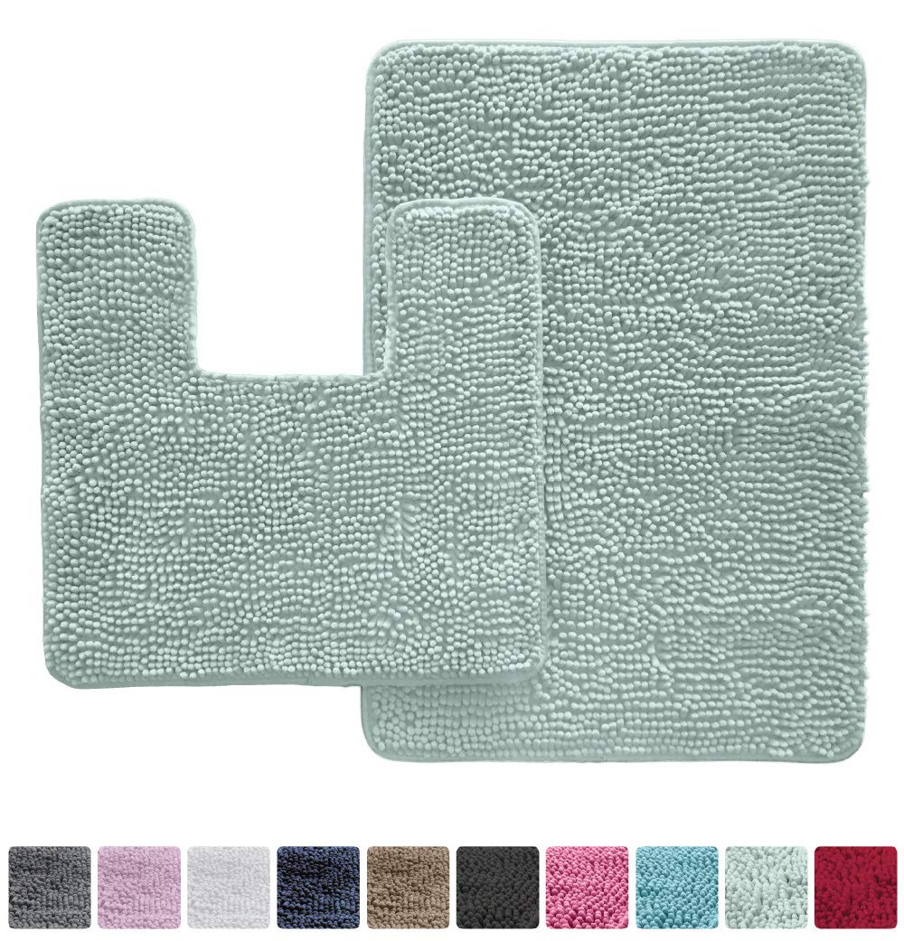 Kangaroo Original Shaggy Chenille Bathroom 2 Piece Rug Set Includes ...
