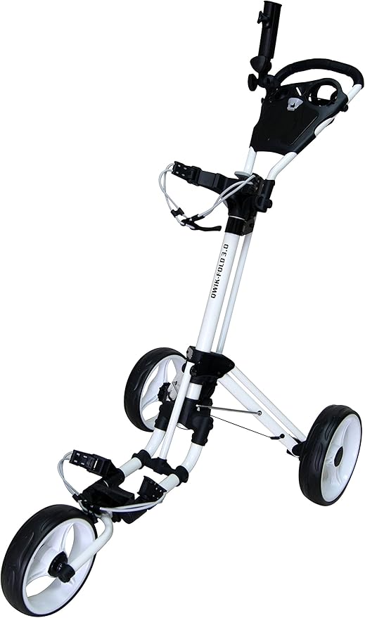 QWIK-FOLD 3 WHEEL PUSH PULL GOLF CART - FOOT BRAKE - ONE SECOND TO OPEN ...