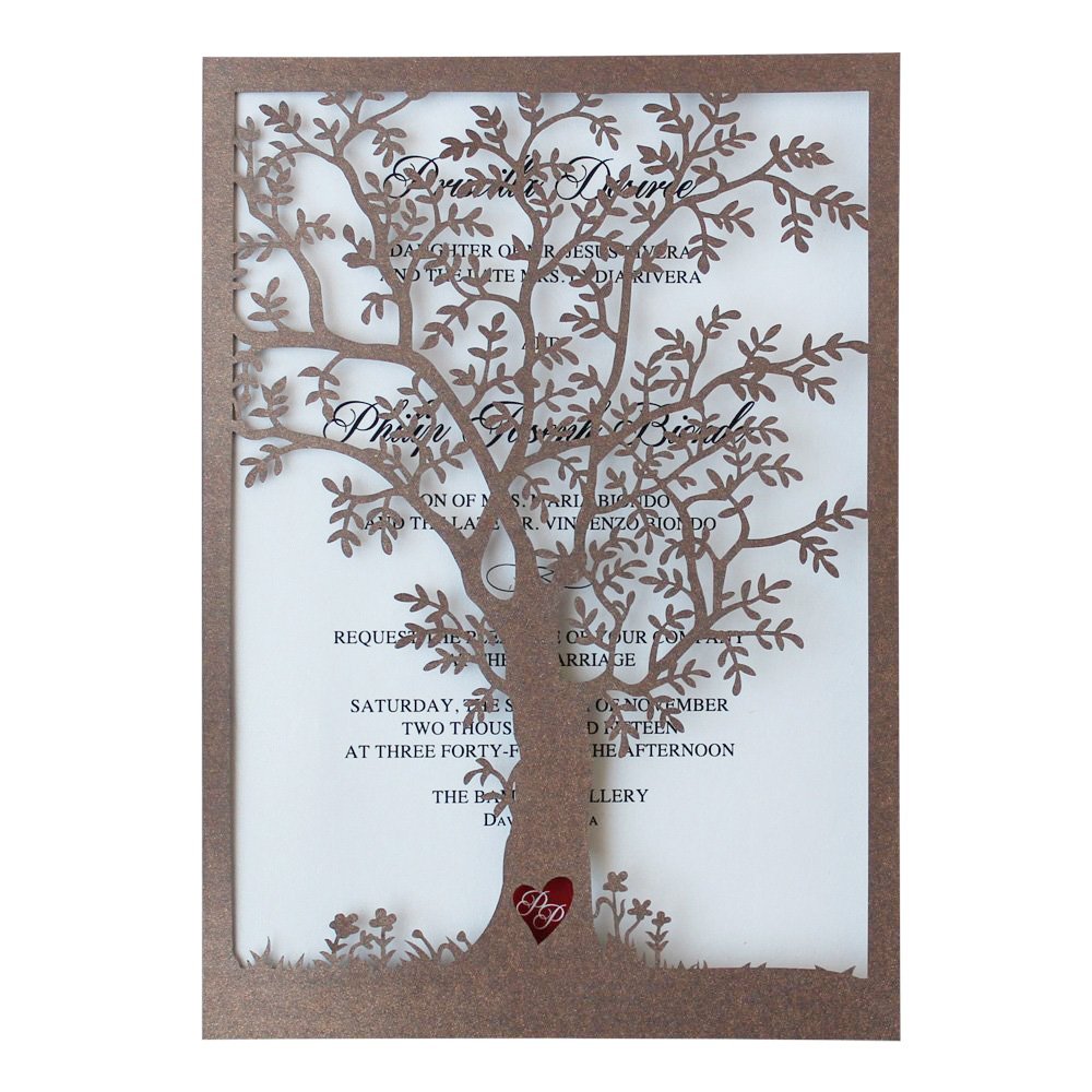 Rustic Tree Wedding Invitation, Laser Cut Tree Invitations, Printable ...