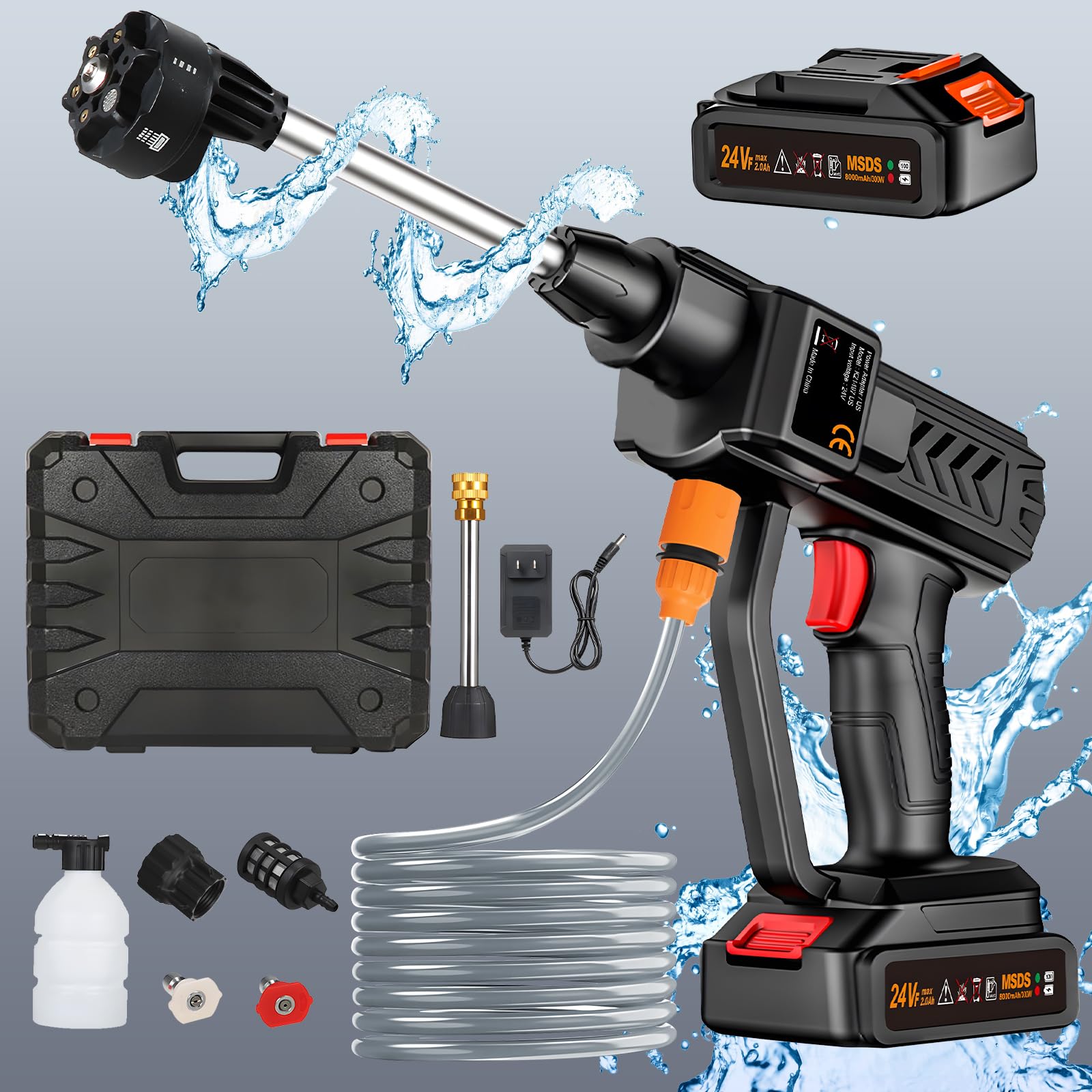 Cordless Pressure Washer 6 In 1 Nozzle Portable Battery Powered