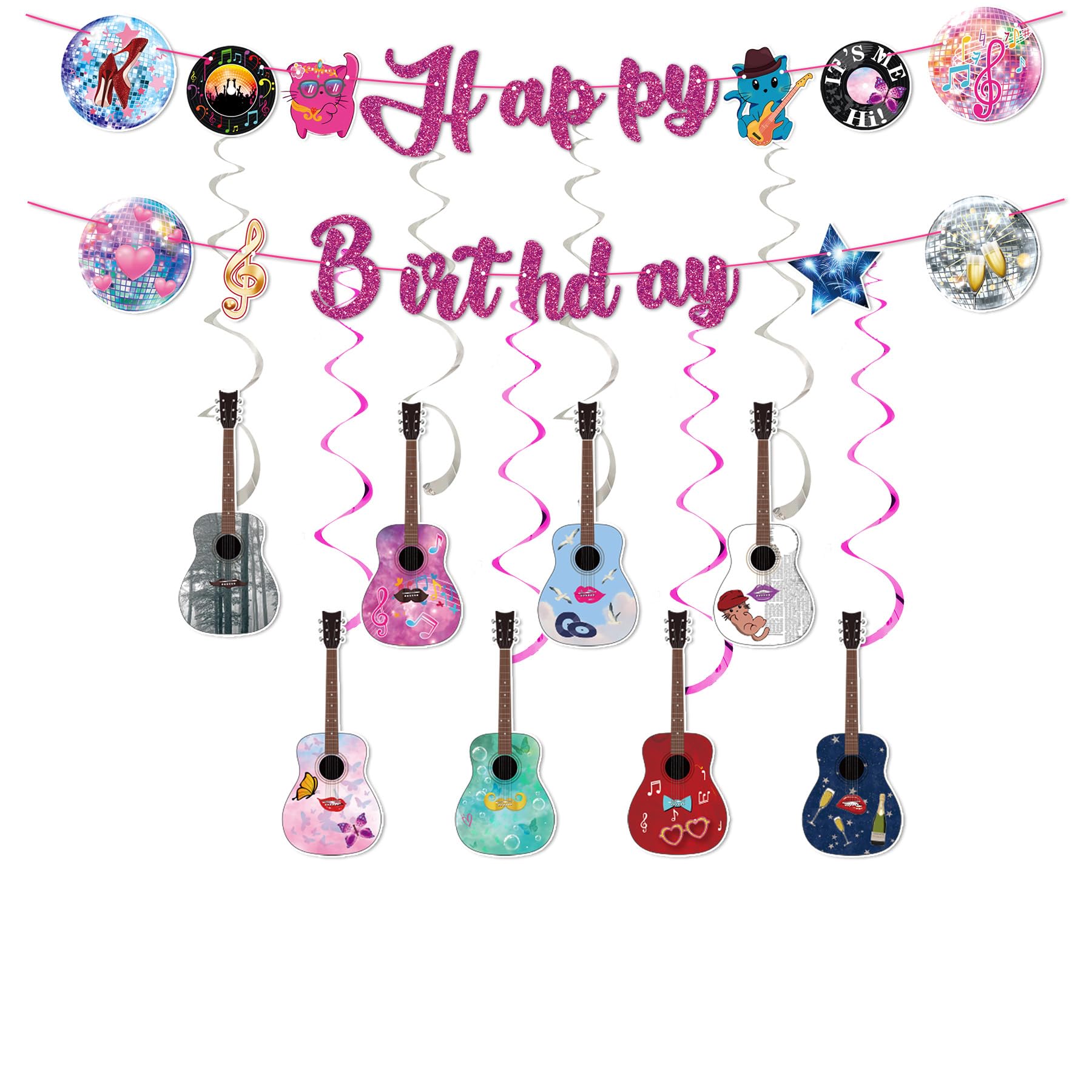 Happy Birthday Party Decorations,Girls Music Themed Party Banner Decor ...