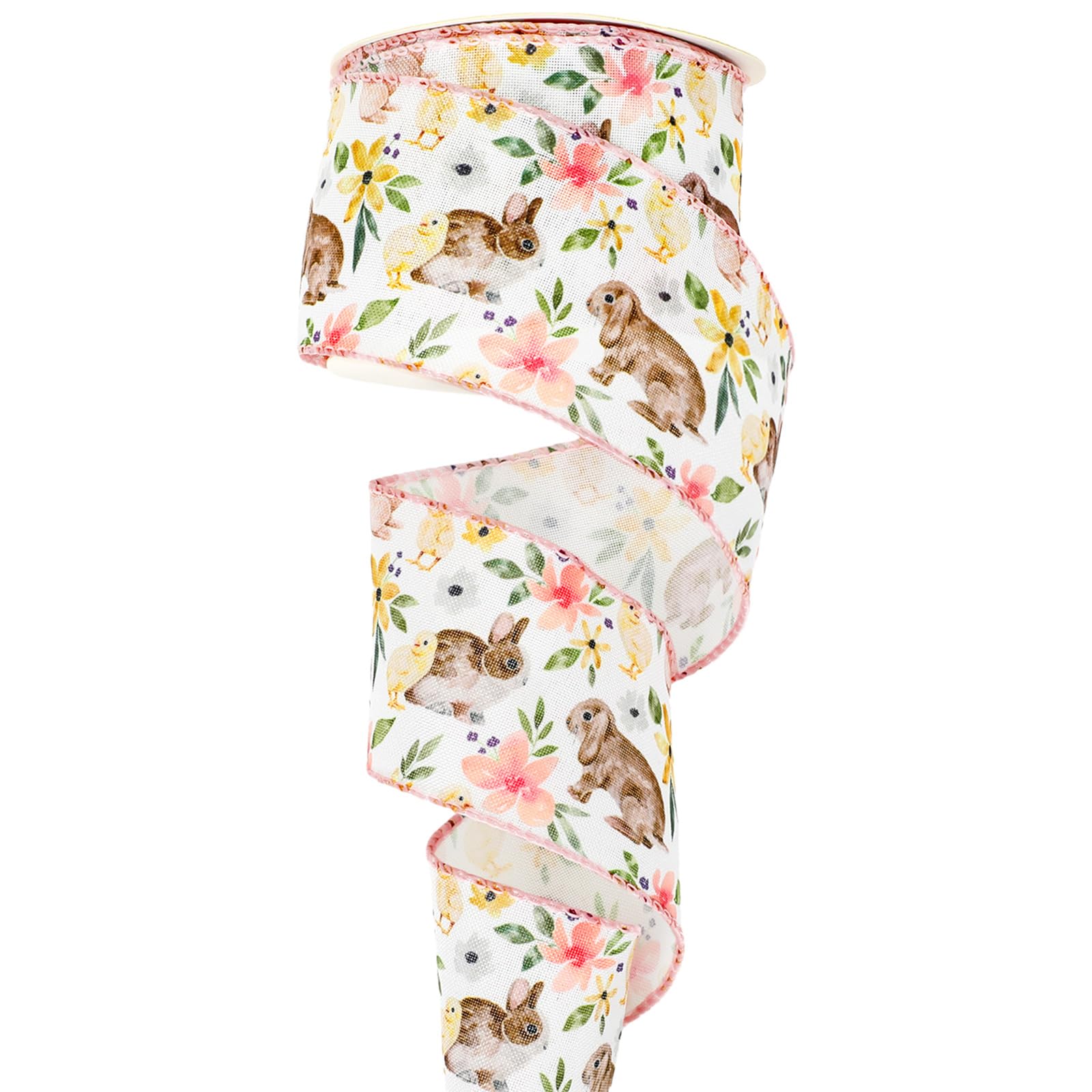 AnyDesign Easter Wired Edge Craft Ribbon Spring Floral Bunny Wired ...