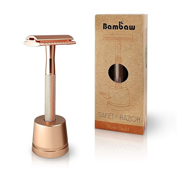 Metal Razor for Women with Safety Razor Stand | Rose Gold Women Razor ...