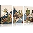 Amazon.com: 3Pcs Framed Boho Mountain Wall Art Southwest Canvas Posters ...