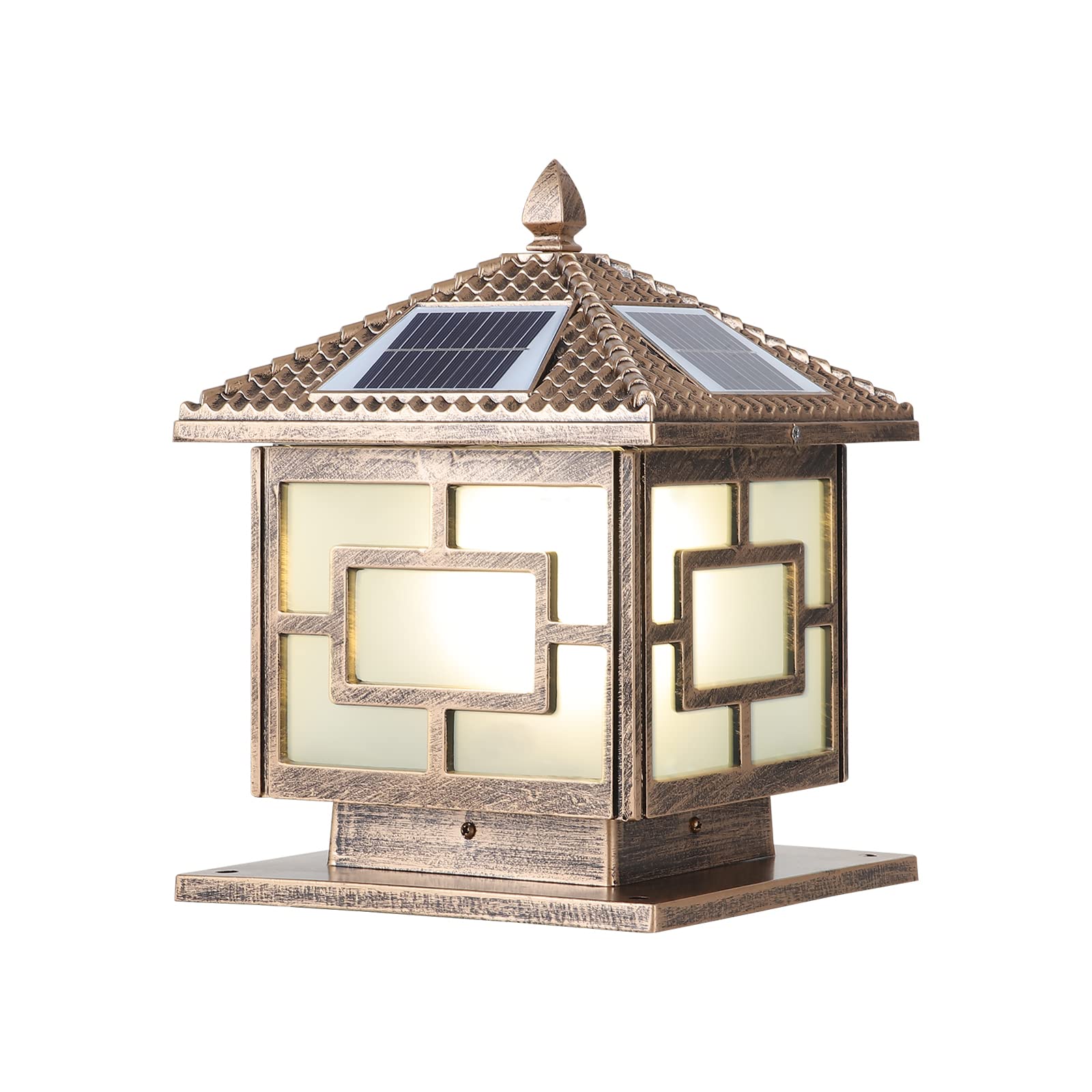 DAHGEO Solar Outdoor Column Lights Solar Lamp Sensor with Power Base ...