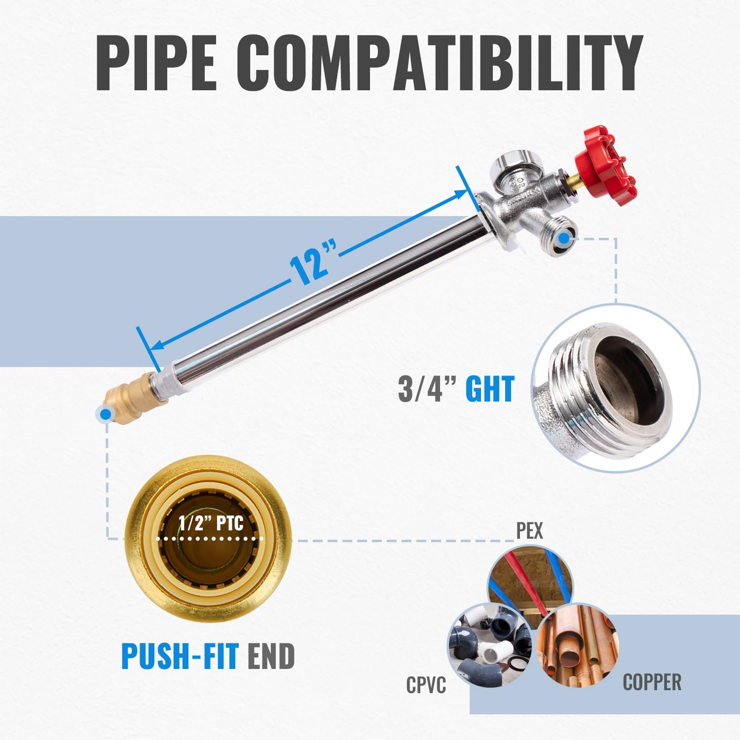Mua SUNGATOR Frost Free Sillcock, 12" Push Fit Anti-Siphon Hydrant, 3/4 ...