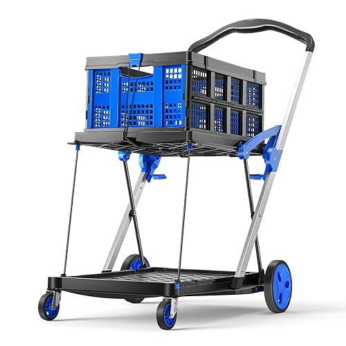 MUNBYN Folding Shopping Cart 2024 Upgraded Version, Collapsible Cart ...