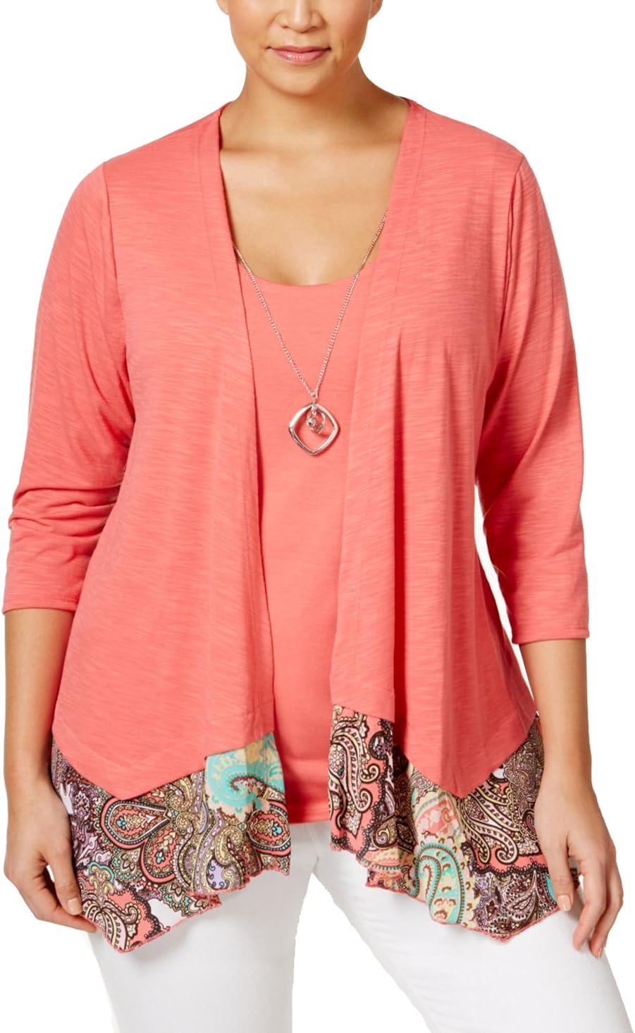 Notations Women's Plus Size 3/4 Sleeve Solid Cozy Cardigan 3fer Sweater ...